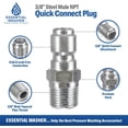 ESSENTIAL WASHER Plated Steel 3/8" Male Quick Connect Fittings Pressure ...