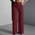DPTALR Women's Solid Color High Waist Elastic Waist Straight Wide Leg ...