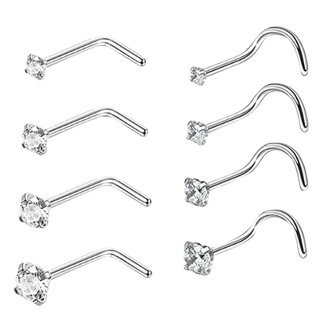 Click here for Heliisoer 8pc Stainless Steel Nose Ring Crook Nose... prices