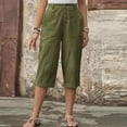 Akmaiox Capri Pants for Women Mid Rise Elastic Button Closure Straight ...