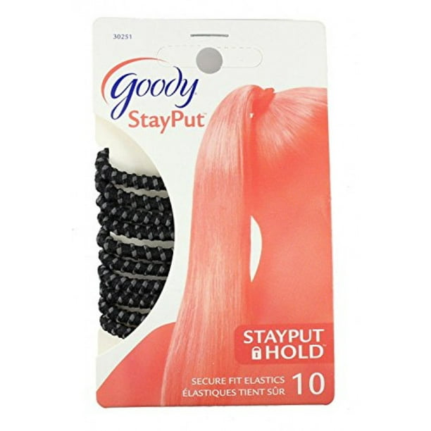Goody Slide Proof Hair Tie Elastics, 4mm, Black, 10-count - Walmart.com