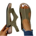 Flat Sandals for Women Vintage Solid Color Cute Comfy Open Toe One-Line ...