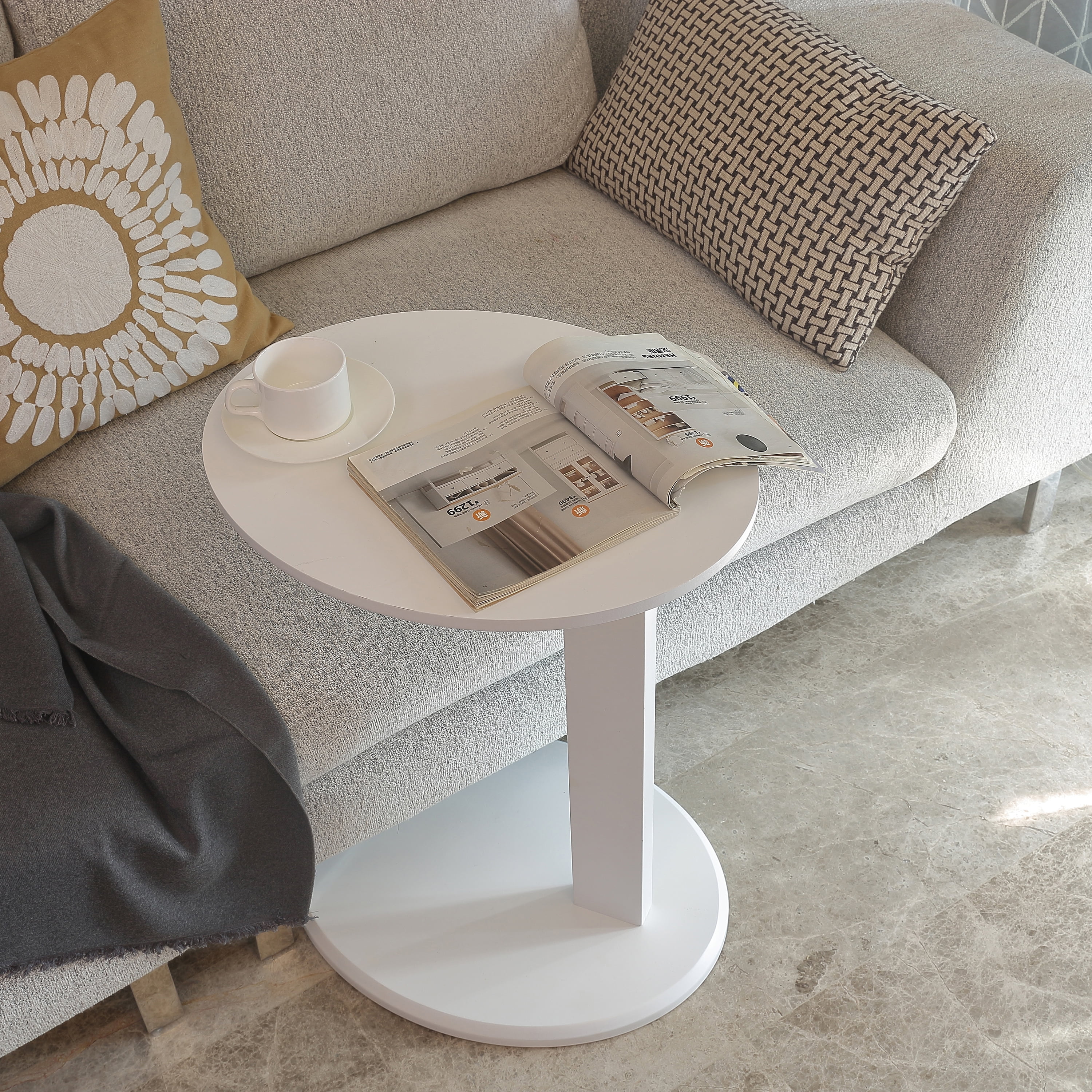 Martha C-Shape Oval End Table, White - Walmart.com