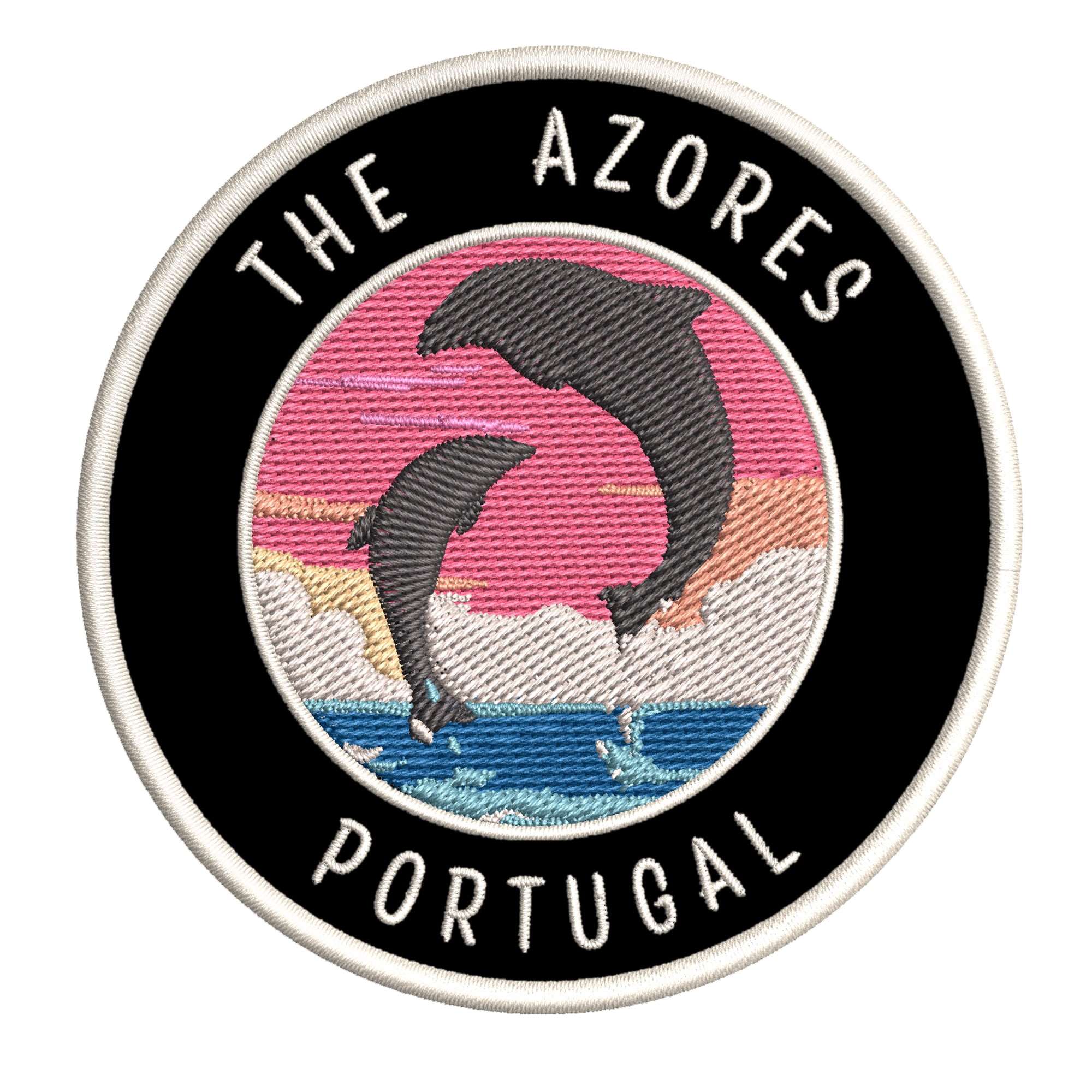 The Azores, Portugal Dolphin Sunset 3.5 Inch Iron Or Sew On Embroidered ...
