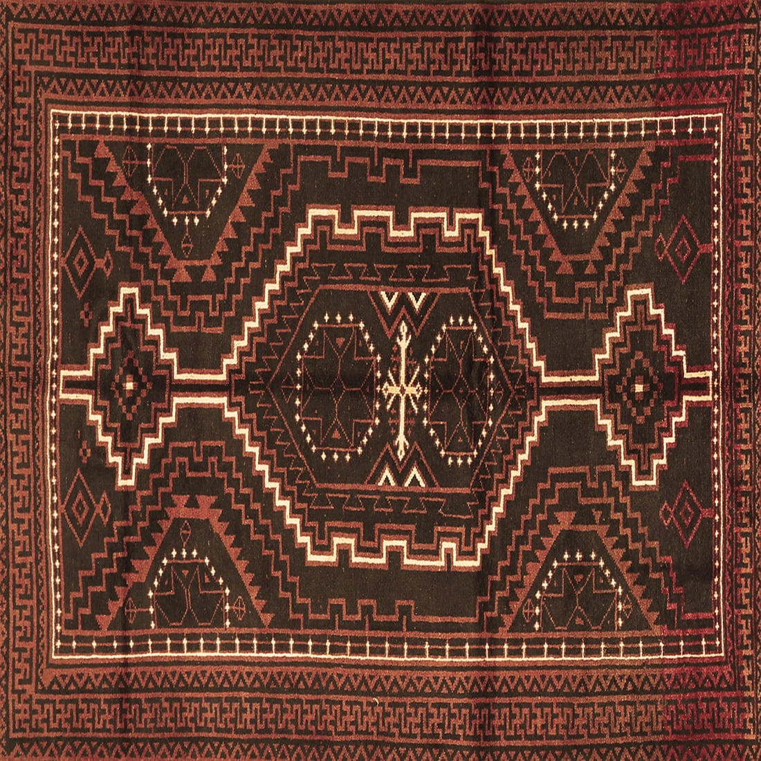 Ahgly Company Indoor Square Persian Brown Traditional Area Rugs, 6 ...