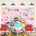 Happy Birthday Sanrio Anime Cartoon Theme Backdrops Banner Birthday ...