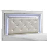 Modern Queen Size Wood Platform Bed with Changing LED Lights,White ...