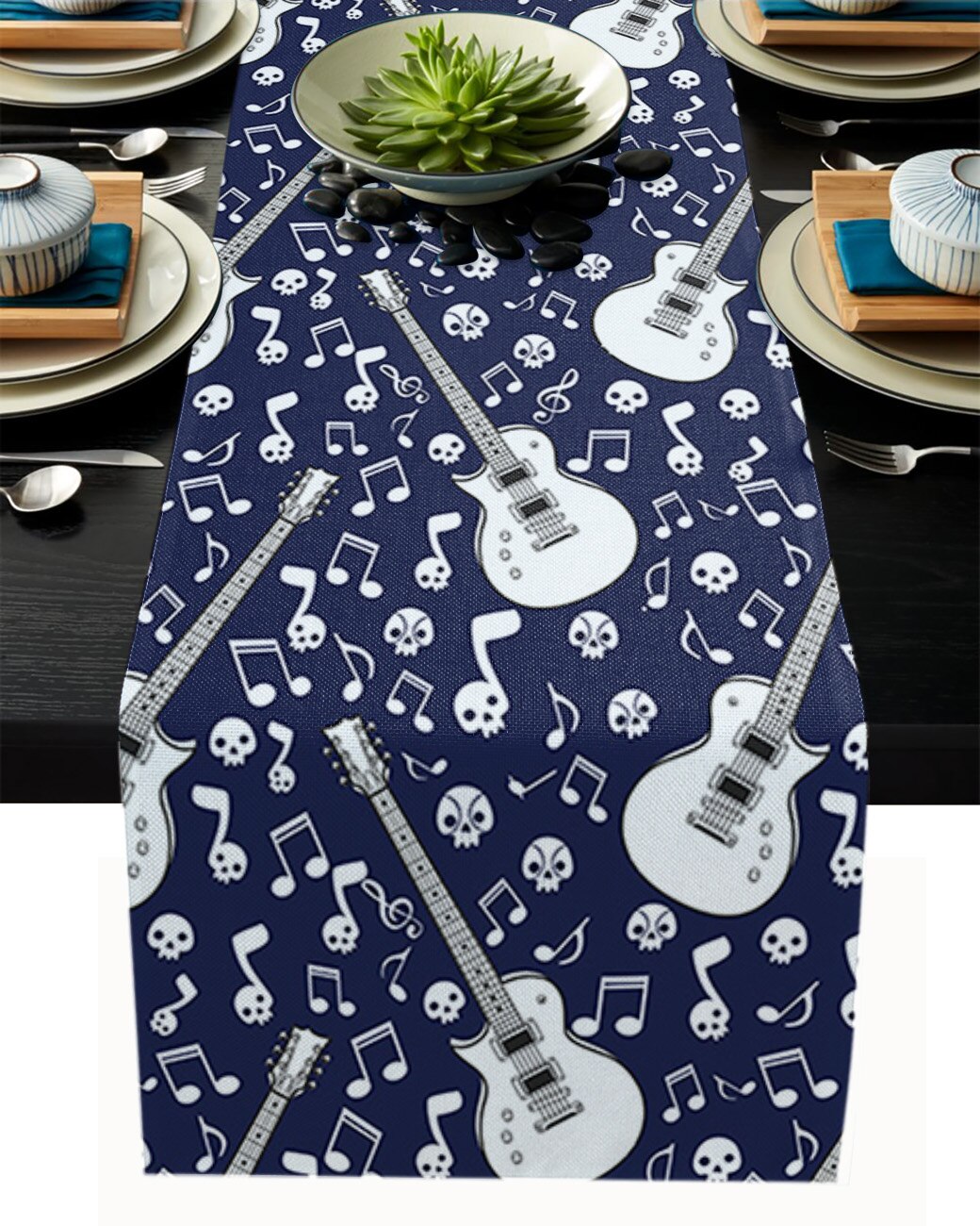 Note Music Black White Watercolor Splash Table Runner Wedding Party ...
