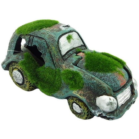 IGUOHAO Fish Tank Decoration Vintage Car Aquarium Cave Hideout Habitat ...