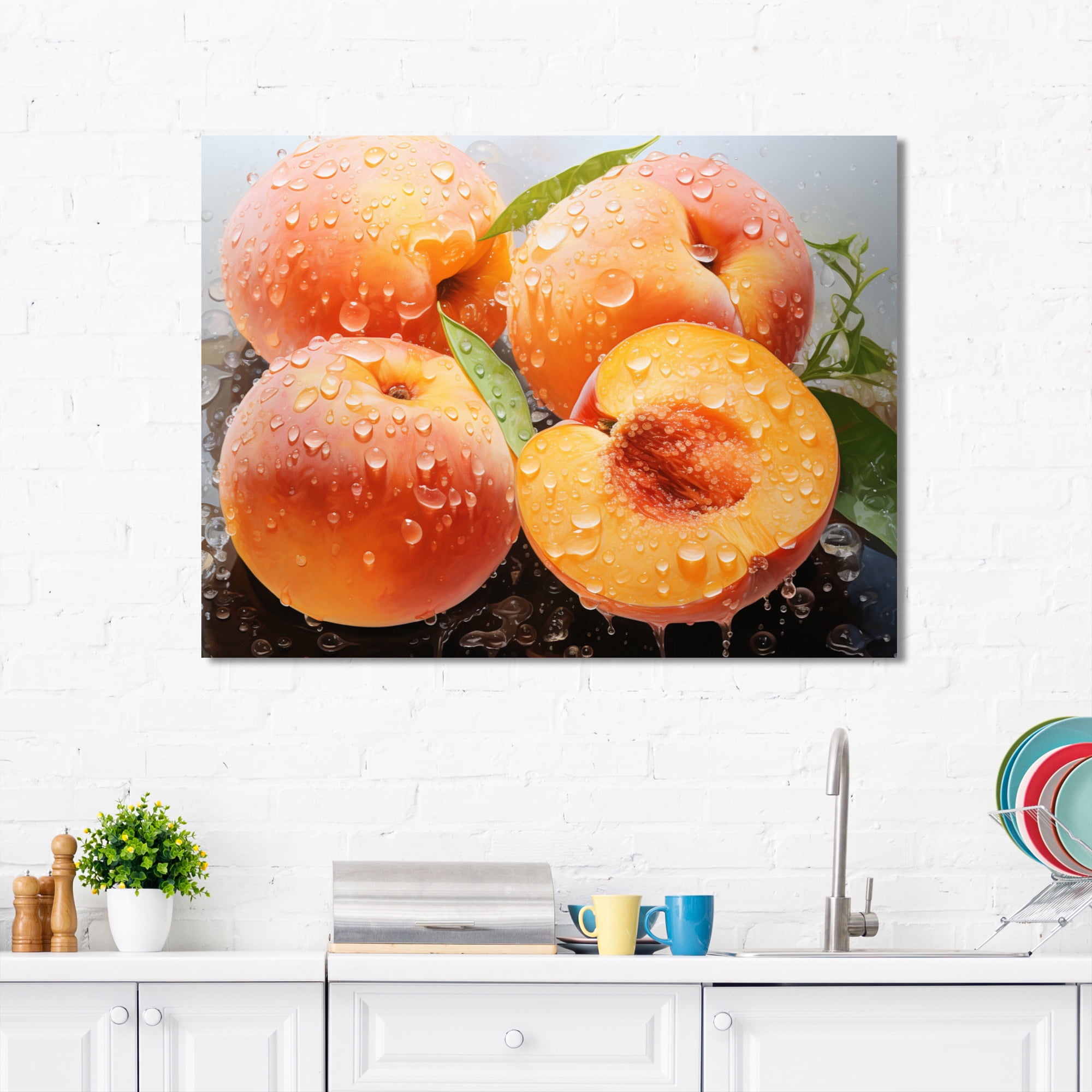 Click here for Designart Fruits Wall Art  Fruit Juicy Peach Paint... prices