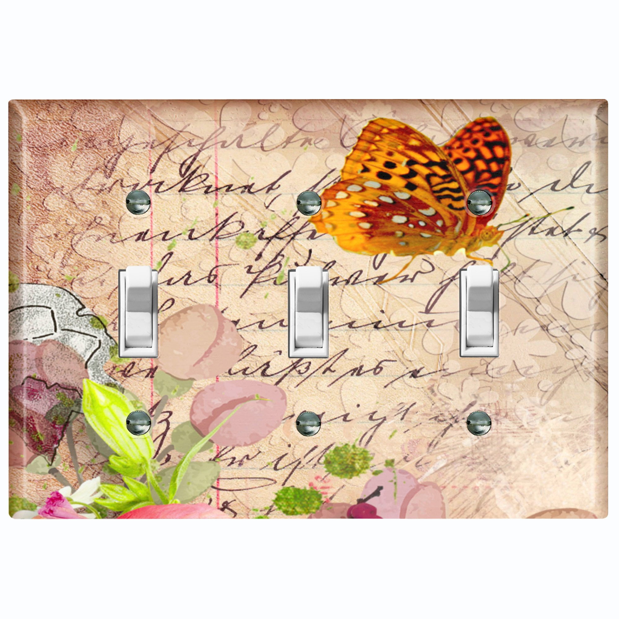 Metal Light Switch Plate Cover Floral Nature Butterfly Scripture Damask ...