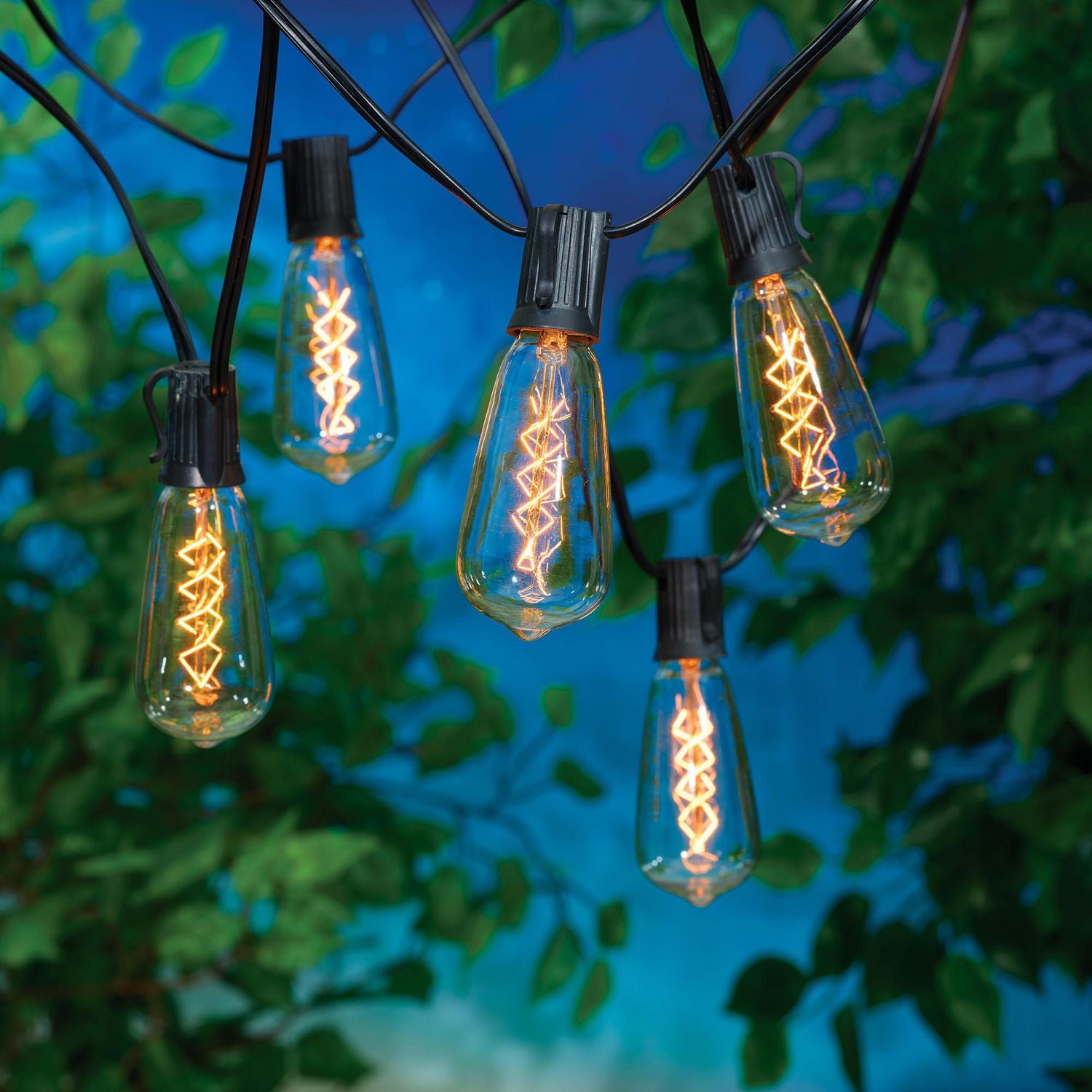 Mainstays 10-count Edison Bulb Clear Incandescent String Lights - Black ...