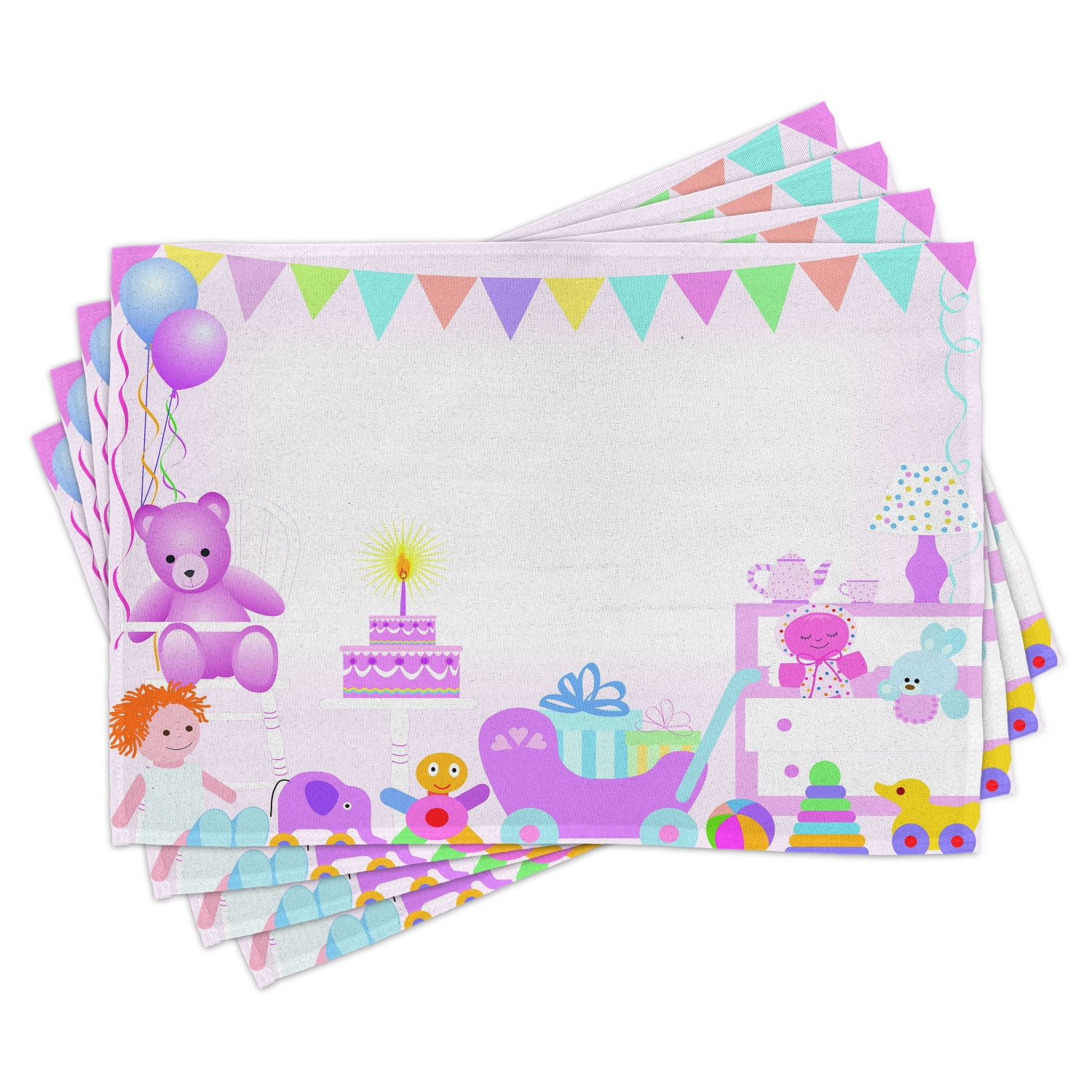 Ambesonne Birthday Place Mats Set of 4, Girl Birthday, Standard Size ...