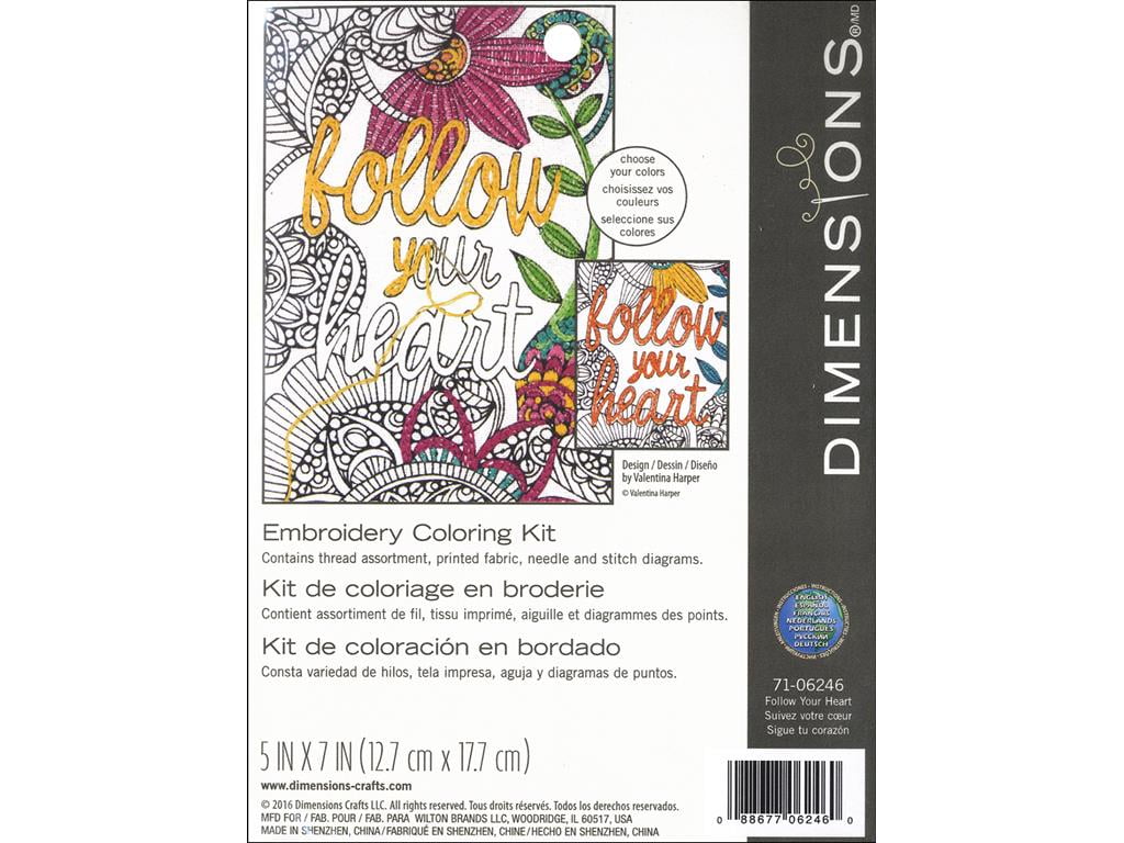 Dimensions Embroidery Kit 5x7 Follow Your Heart - Walmart.com