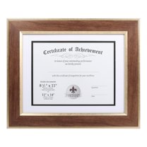 Lawrence Frames Walnut & Silver 11x14 Wall Document/Certificate Frame with Double Bevel Cut ...