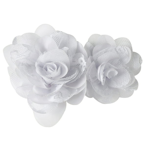 Offray White 4 1/2" Handmade Chiffon Flower with Lace Applique, 1 Each ...