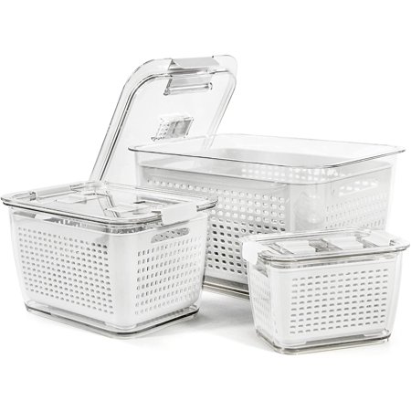 Fresh Container with Vents,3 Pack - Produce Saver Container Vegetable ...