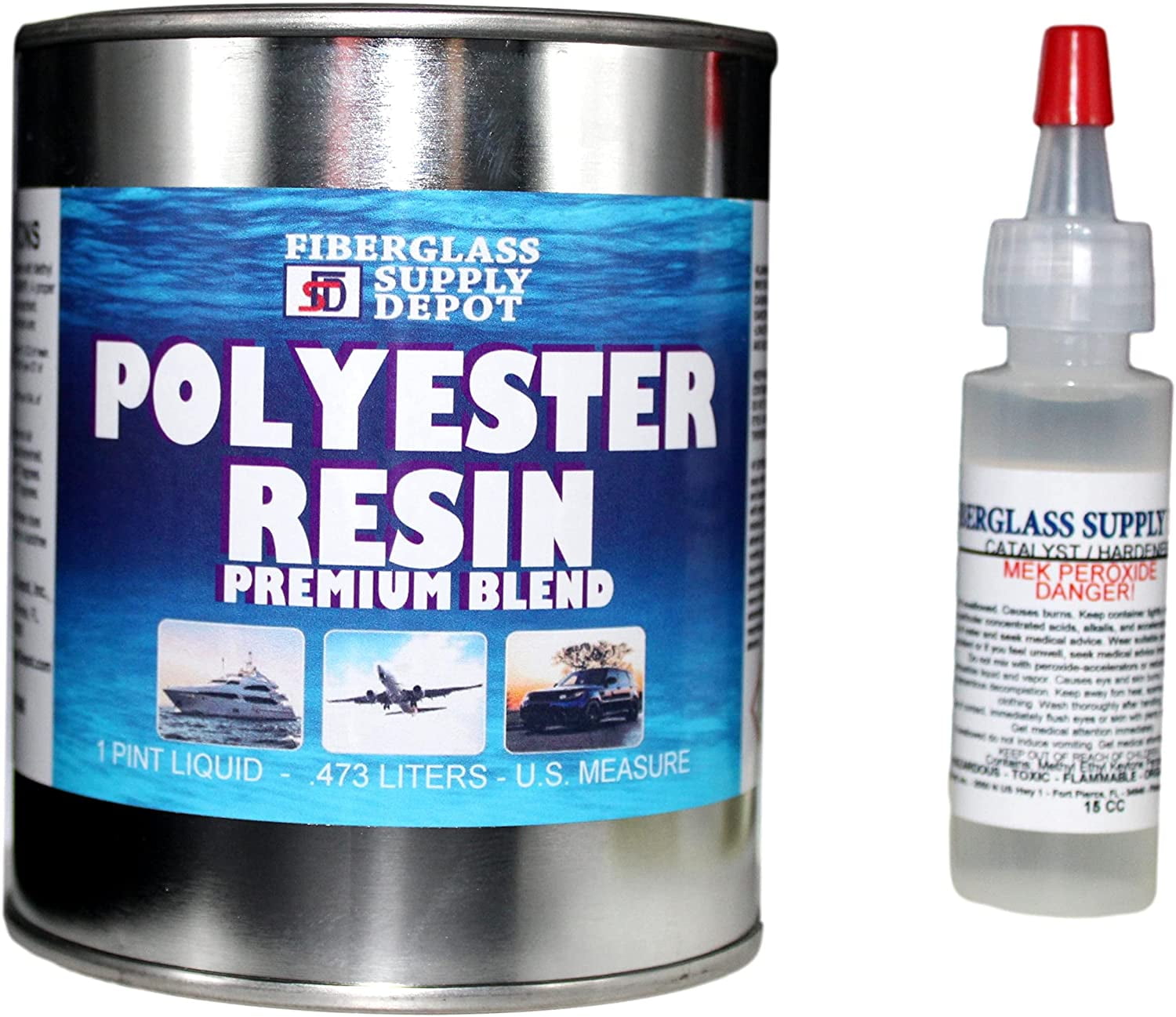 Polyester Resin High Strength- One Pint w/ 15cc Hardener (MEKP ...