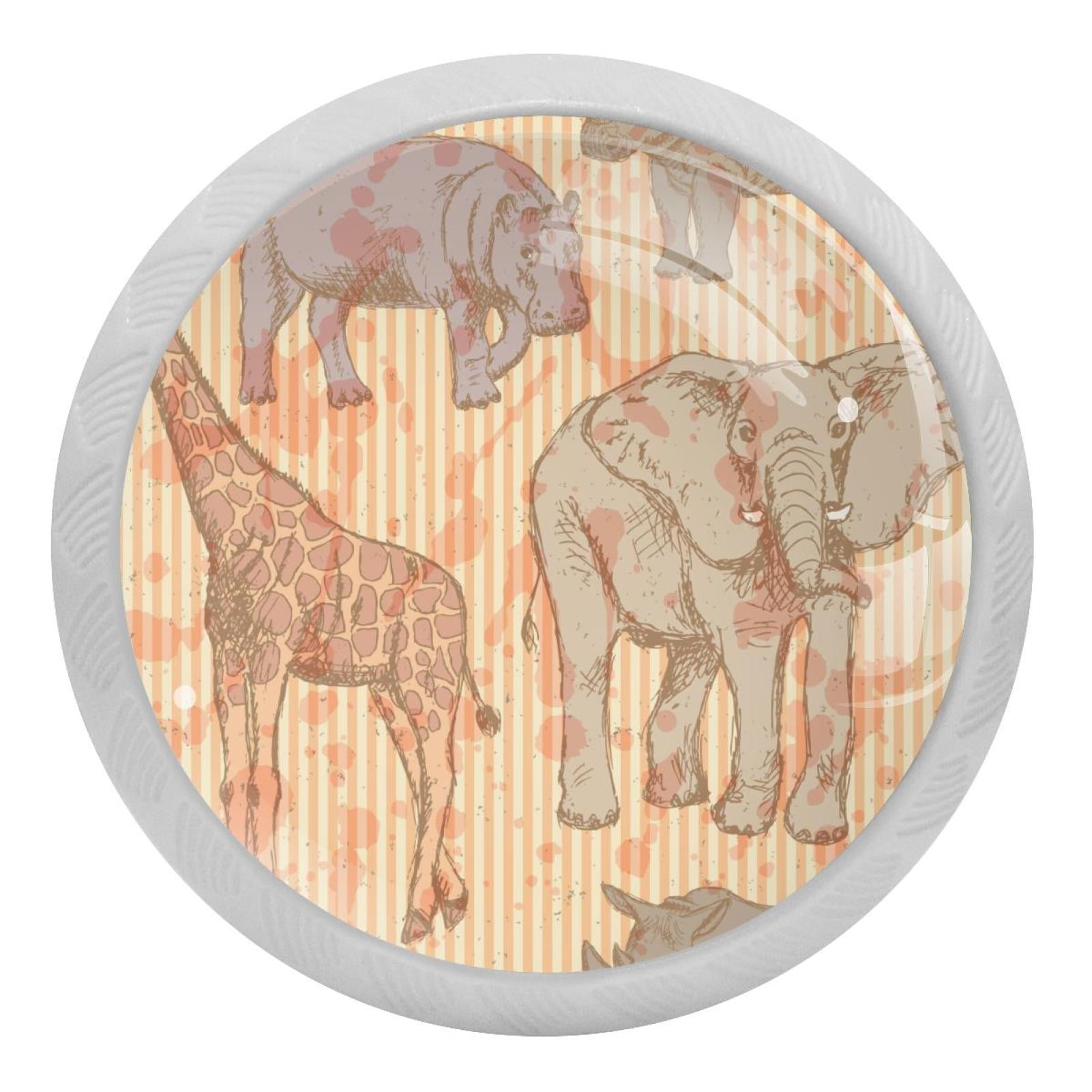 4PCS Round Elephant Cabinet Fluorescence Knob Glowing in the Dark ...