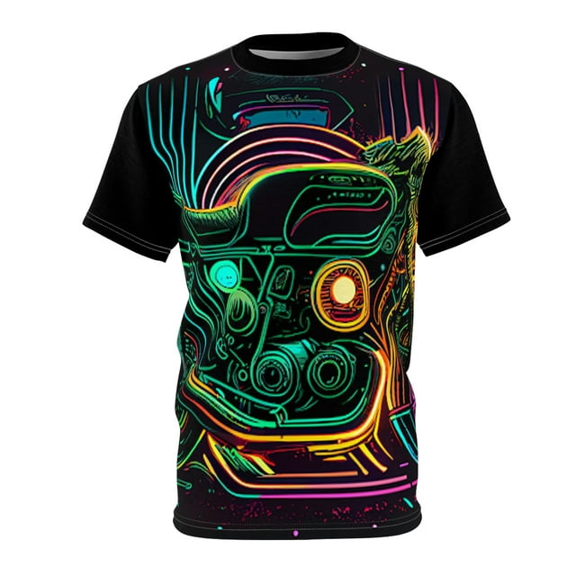 Retro Glow Rider: 1970's Neon Lights Classic Motorcycle (S-3XL ...