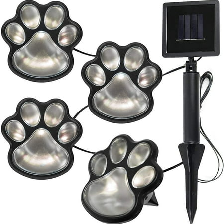 Solar Paw Print Outdoor Lights - Bright Energy Efficient - 4 pc Set ...