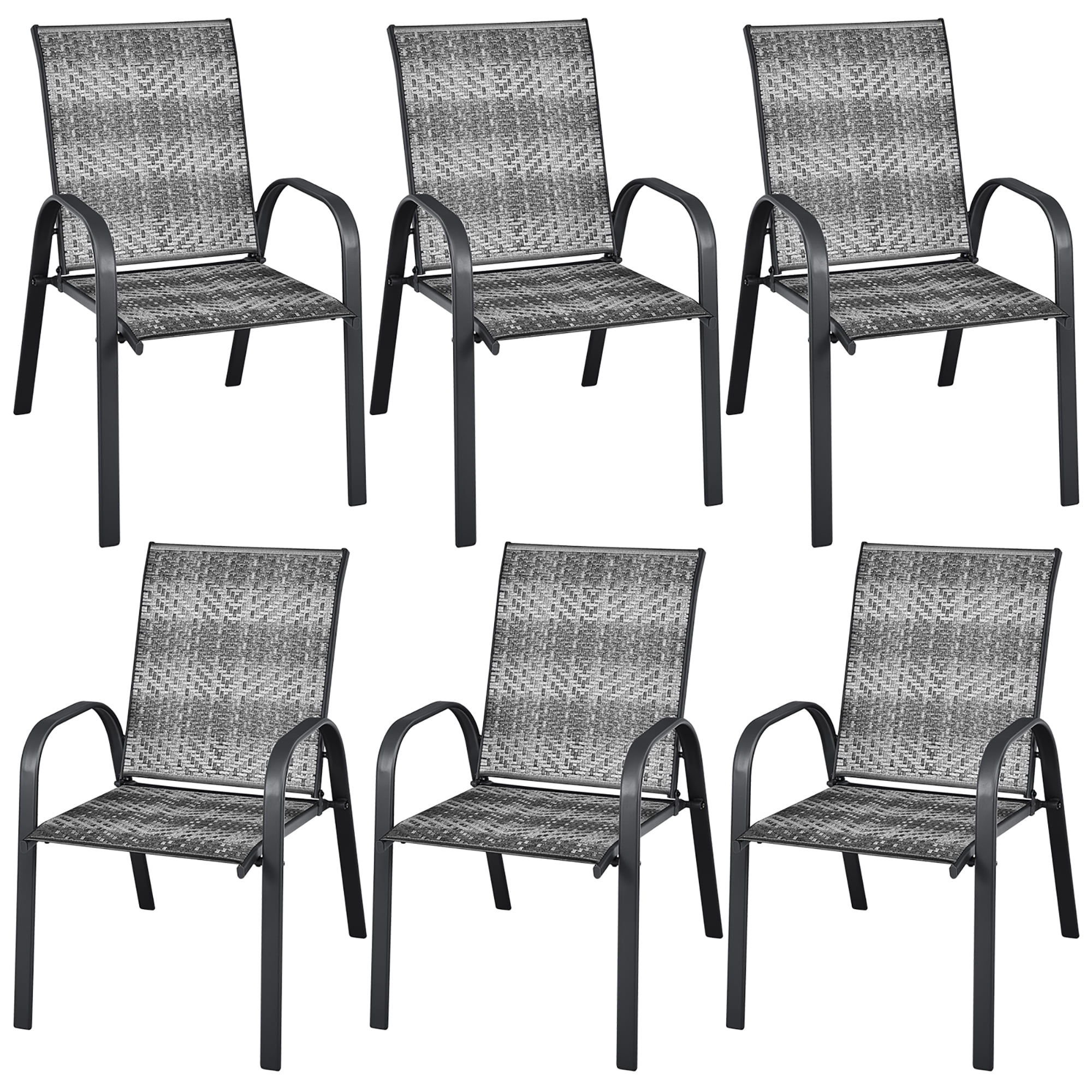 Click here for Gymax 6pcs Outdoor Pe Wicker Stacking Dining Chair... prices