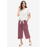 Ellos Women's Linen Blend Drawstring Capris Pants - Walmart.com