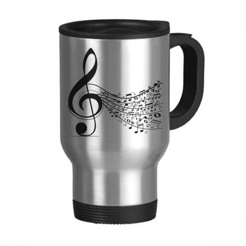 Flappg Music Notes Treble Clef Travel Mug Flip Lid Stainless Steel Cup ...