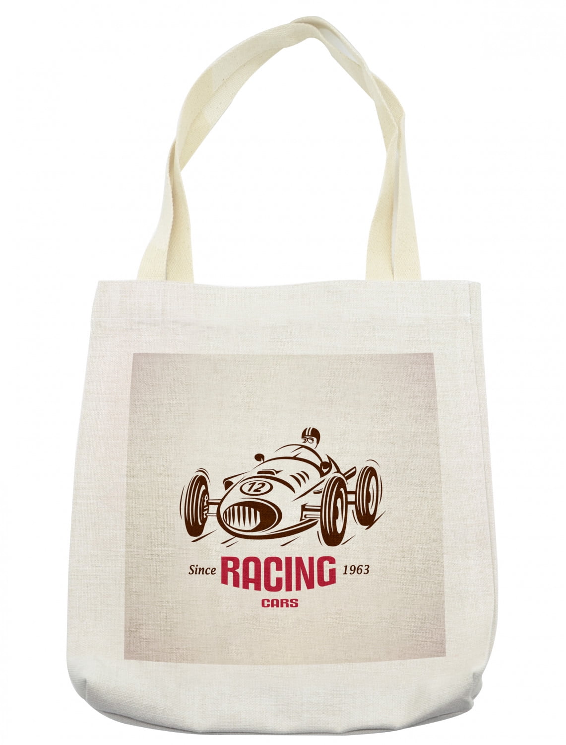 Cars Tote Bag, Retro Style Race Car Emblem Formula Automobile Speed ...