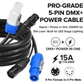 DAYI 5 Pin DMX Combo Cable 25 ft – 4-Core DMX Lighting & Power Cable, 5 ...