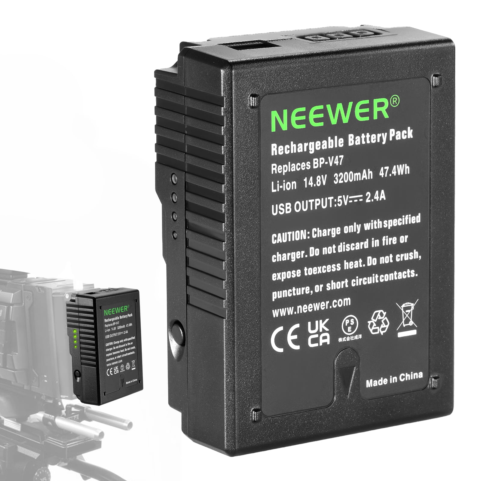 NEEWER V Mount/V Lock Battery， 47Wh 14.8V 3200mAh Mini Lightweight ...