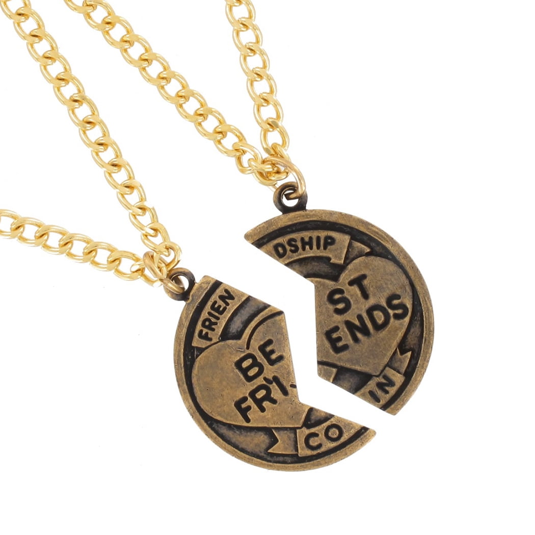Gold Tone Bff "Best Friends" Broken Friendship Coin Pendant Necklaces ...