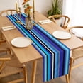 Abstract Cotton Linen Table Runner Colorful Mexican Stripe Navy Blue ...