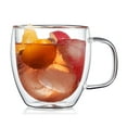 Glass Coffee Mugs with Handle Double Wall Crystal Tea Cups Tumbler for ...
