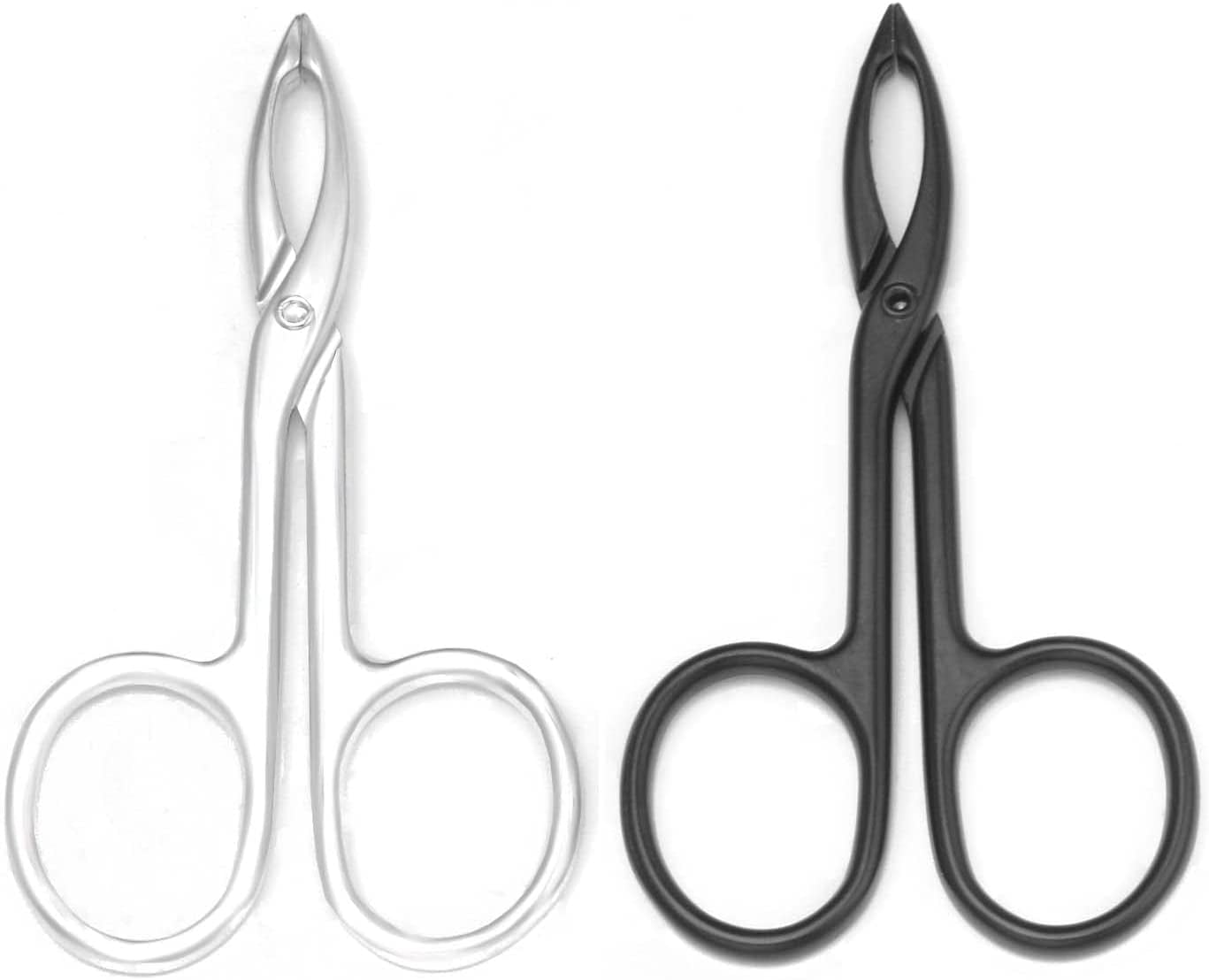 2 Pieces Tweezers Scissor Handle Straight Tip Scissor Shaped Eyebrows ...