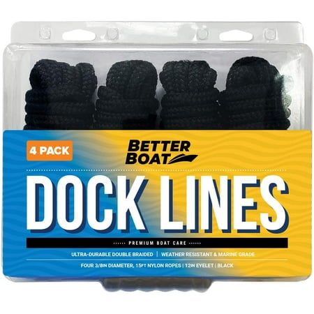 Dock Lines Boat Ropes for Docking 3/8" Line Braided Mooring Marine Rope ...