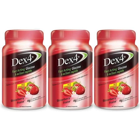 Dex4 Glucose Tablets, 50 Count Bottle, 3 pack (Strawberry) | Walmart Canada