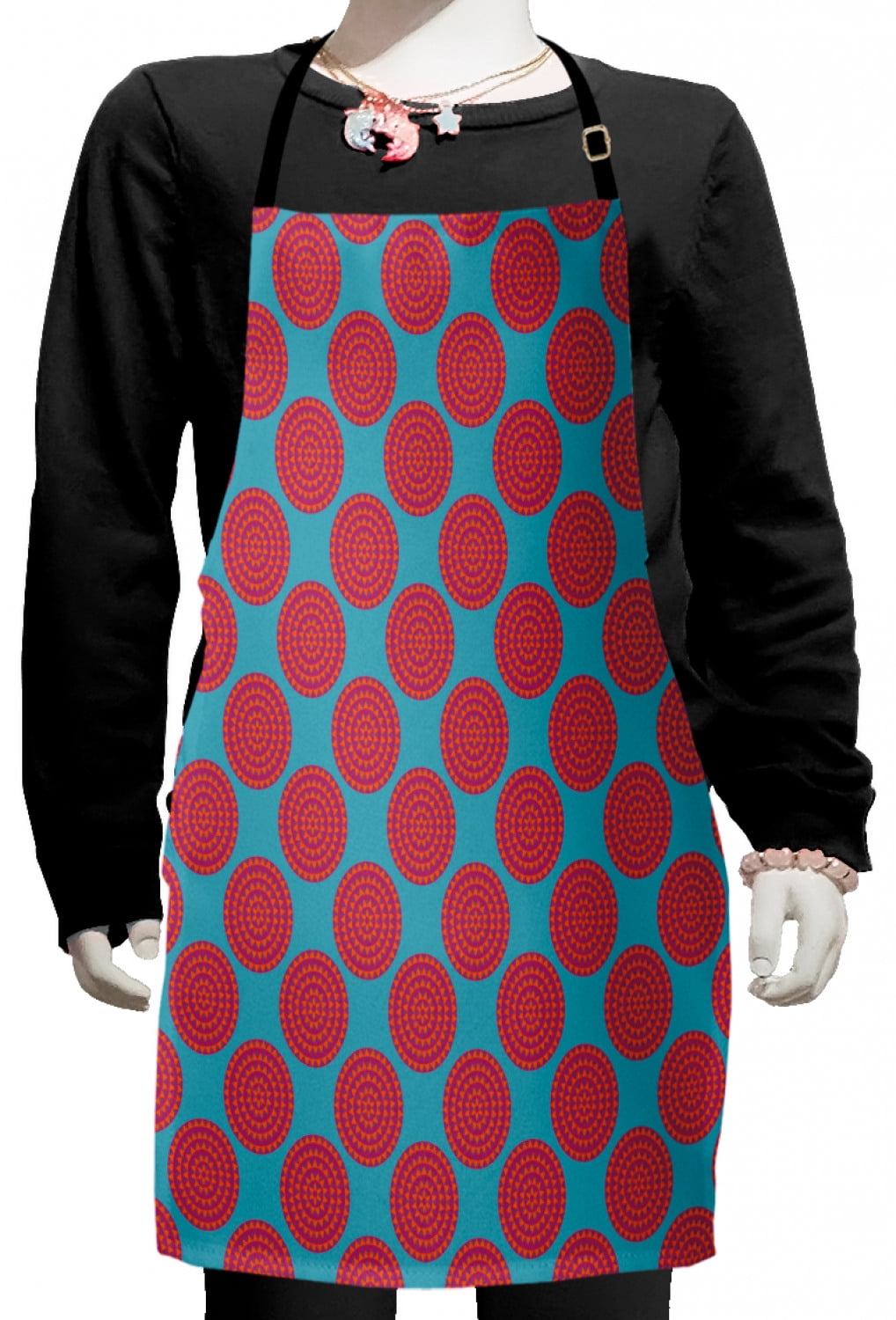 Vintage Kids Apron, Geometric Circles Dots Triangles Pointy Floral ...