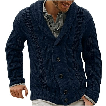 Winter Cable Knit Casual Cardigan Lapel Long Sleeve Sweater with ...