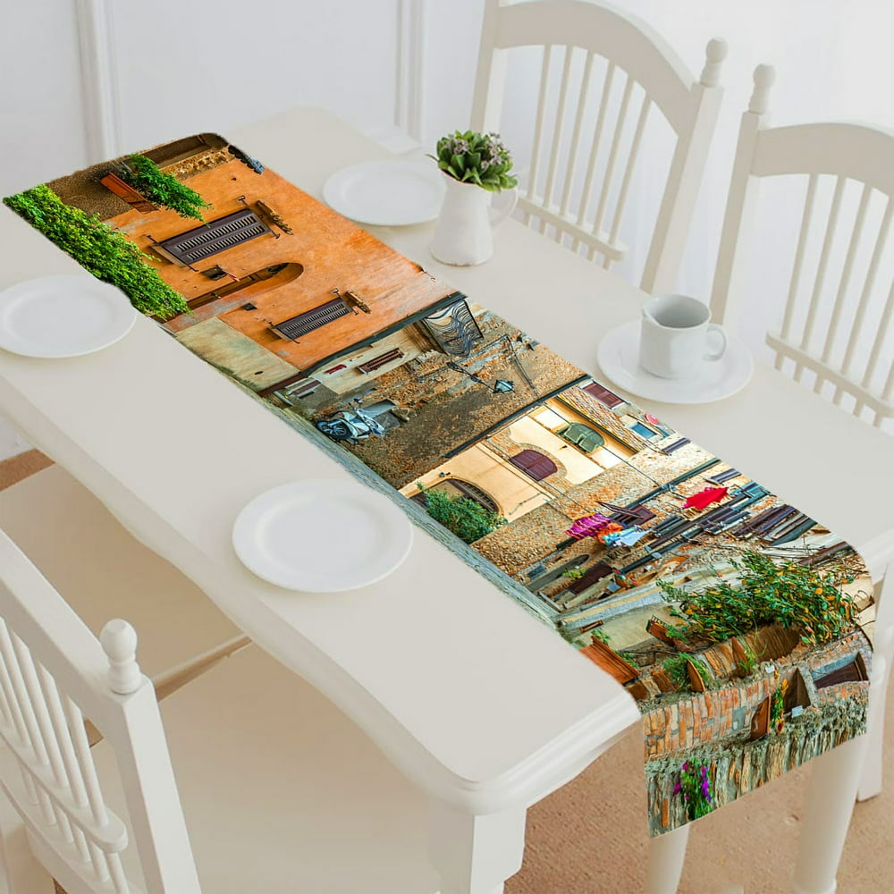 ABPHQTO Beautiful Alley In Tuscany Old Town Italy Table Runner Placemat ...