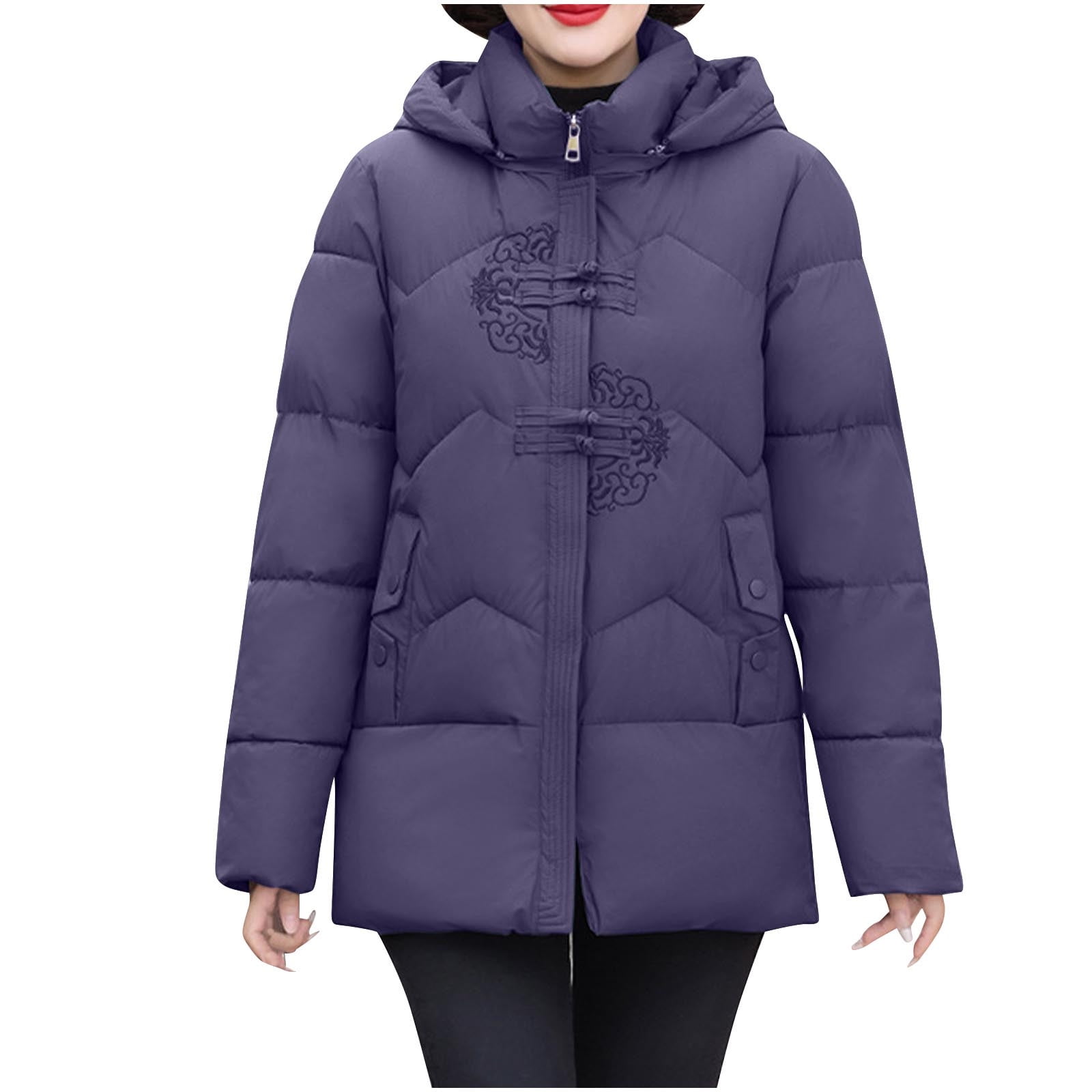 Cameland Large Size Middle-aged Women Fashion Warm Jacket Solid Color ...