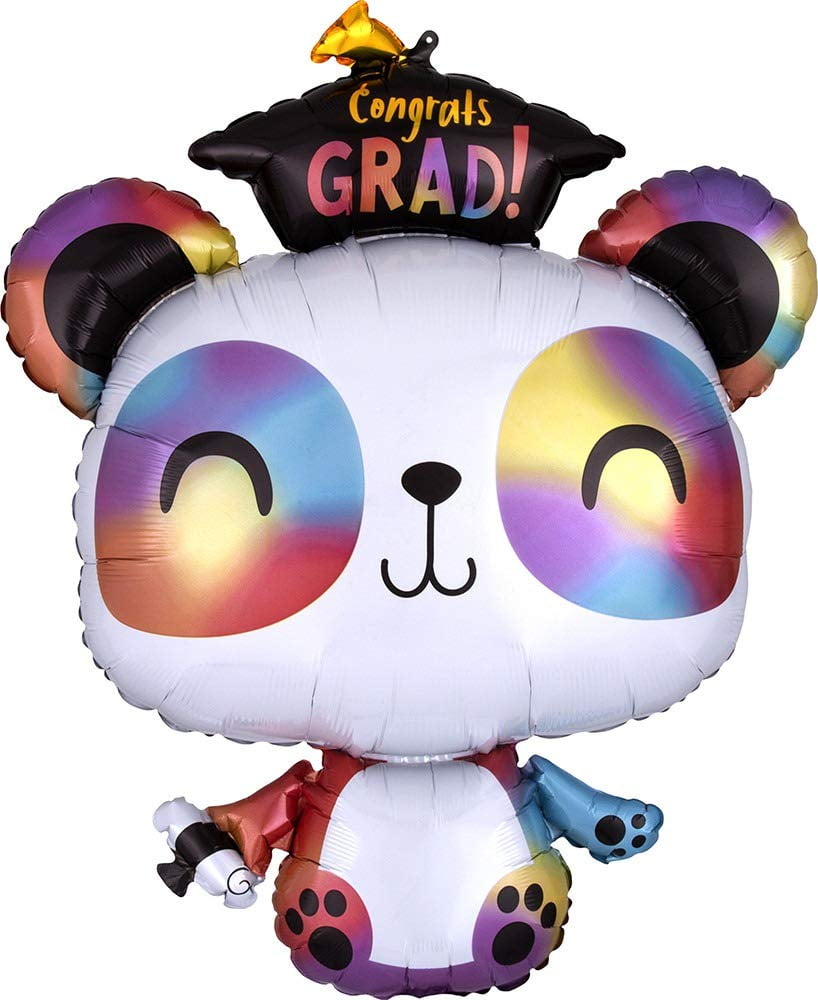 Panda Rainbow 24" Graduation Hat Congrats Grad SuperShape Mylar Foil ...