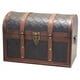 Wooden Leather Round Top Treasure Chest, Decorative storage Trunk with ...