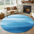Blue Ocean Round Area Rug 5 ft Waves Oil Painting Style Modernism ...