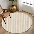 Beige White Stripes 6FT Round Area Rugs for Living Room Rustic Warm ...