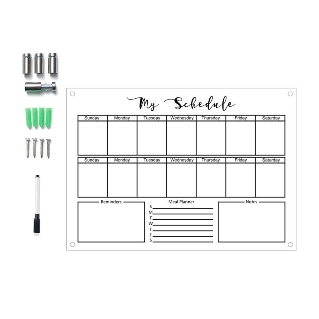 Acrylic Dry Erase Calendar for Wall Clear Wall Mounted Calendar ...