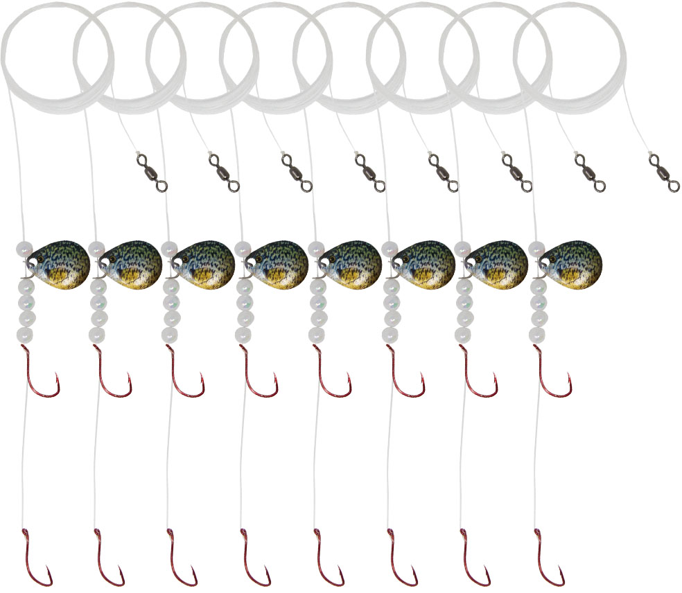 Tooth Shield Tackle 8 Pack Walleye Crawler Harness Spinner Rig #2 Live ...