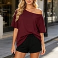 Besolor Off the Shoulder Tops for Women Oversized Summer Short Sleeve ...