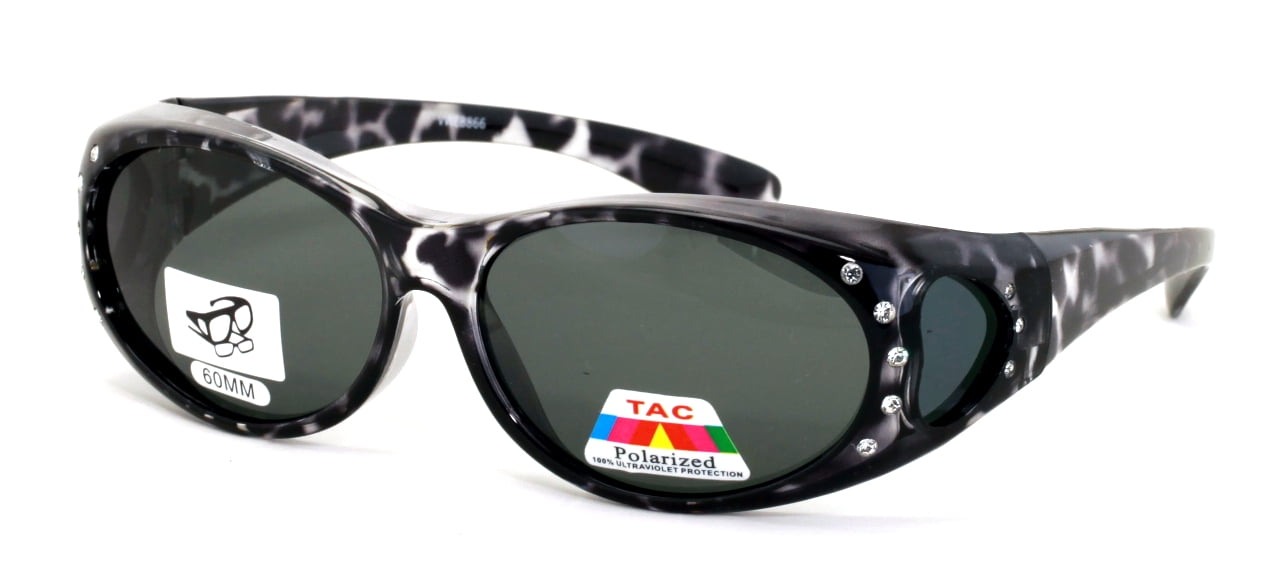 Womens Polarized Fit Over Glasses Sunglasses Rhinestone Rectangular ...