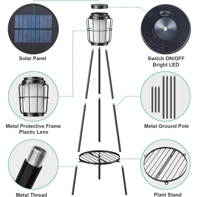 Double Layer Plant Stand Lamp 2 Pack Solar Floor Lamps With Plant ...